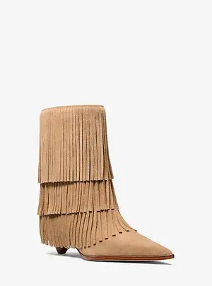 Michael Kors Jayla Fringed Suede Boots - Natural