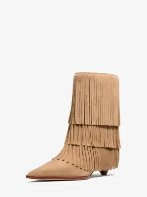 Michael Kors Jayla Fringed Suede Boots - Natural