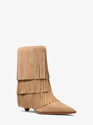 Michael Kors Jayla Fringed Suede Boots - Natural