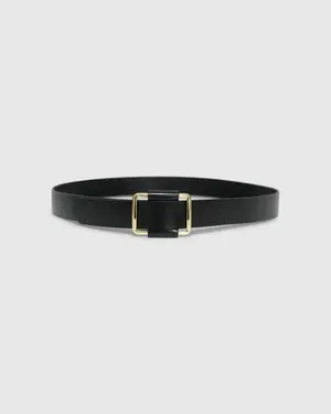 BELLE & BLOOM Leather Belt With Gold-tone Buckle - Black