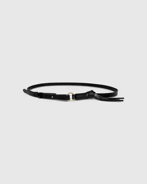 BELLE & BLOOM Skinny Leather Belt - Black