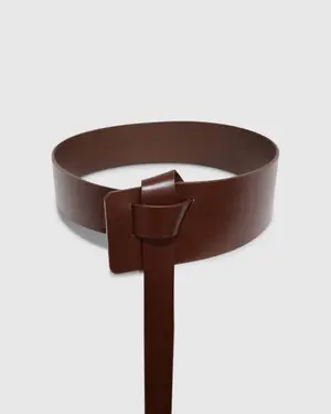 BELLE & BLOOM Leather Tie Belt - Brown