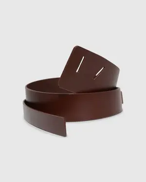 BELLE & BLOOM Leather Tie Belt - Brown