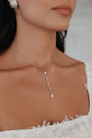 UNTAMED PETALS Lunar Crystal Drop Pendant - Silver