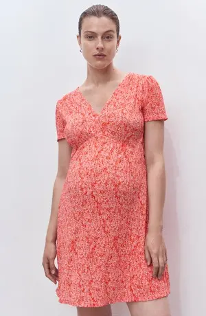 Mango Floral Print Maternity Minidress