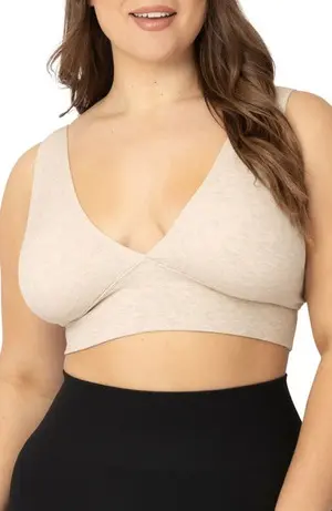 KINDRED BRAVELY Busty Sublime Maternity & Nursing Plunge Bra- Fits 30e-44h - Oatmeal Heather