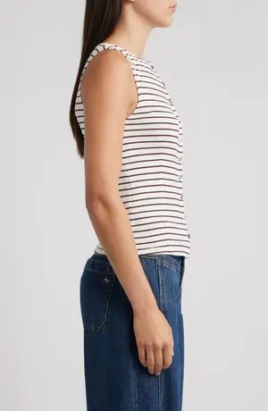 Rag & Bone Knit Stripe Boat Neck Tank - Brown Stripe