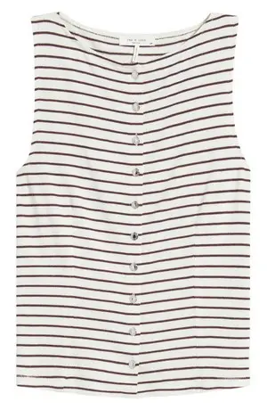 Rag & Bone Knit Stripe Boat Neck Tank - Brown Stripe