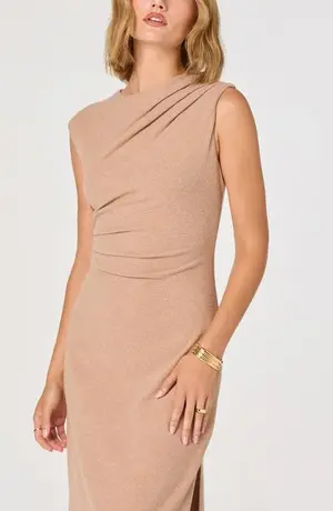Astr The Label Drape Sleeveless Midi Dress - Natural