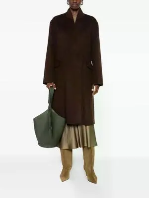 OTTOD'AME Belted Wool-blend Coat - Brown