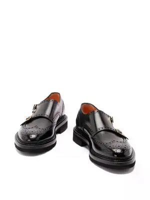 Santoni Leather Brogue Monk Shoes