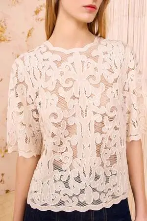 Ulla Johnson Appliqué Mesh Top
