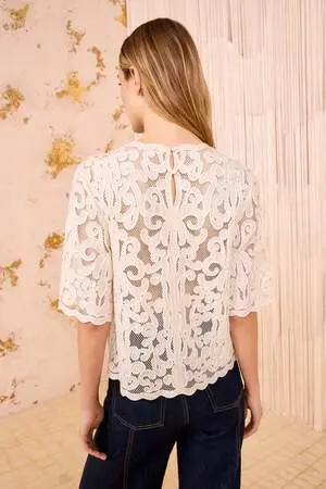 Ulla Johnson Appliqué Mesh Top