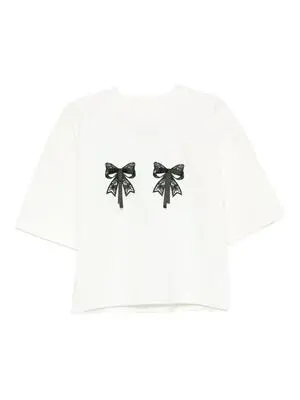 HAMZA Lace-bow T-shirt - White