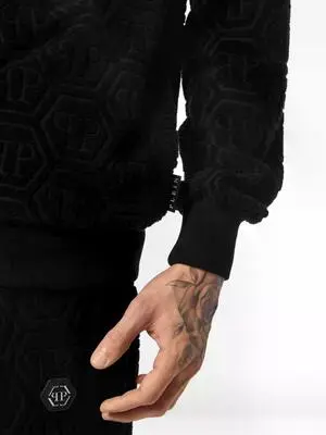 Philipp Plein Embossed Zip-up Jacket - Black