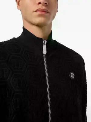 Philipp Plein Embossed Zip-up Jacket - Black