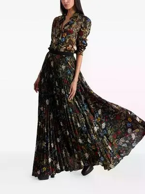 Alice + Olivia Katz Pleated Maxi Skirt - Black