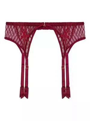 FLEUR OF ENGLAND Lace-embellished Suspender Belt - Red