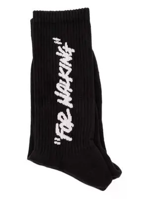 Off-White Logo-embroidered Socks - Black