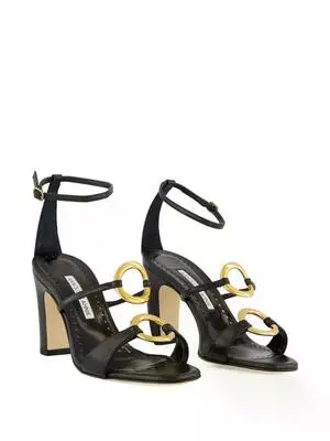 Manolo Blahnik 90mm Leather Ring Sandals