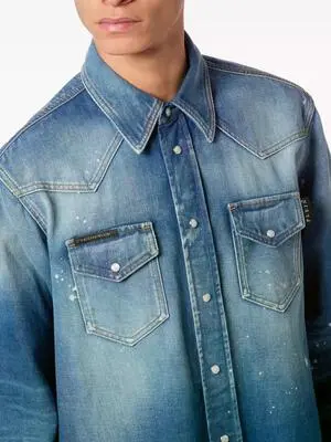 Philipp Plein Paint-splatter Shirt - Blue
