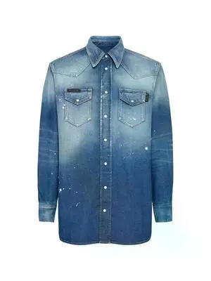 Philipp Plein Paint-splatter Shirt - Blue