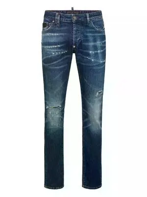 Philipp Plein 5-pocket Super Straight Cut Jeans With Distressed Details