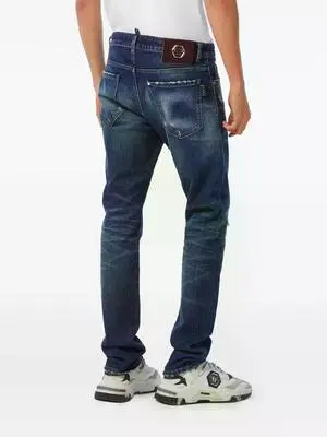 Philipp Plein 5-pocket Super Straight Cut Jeans With Distressed Details