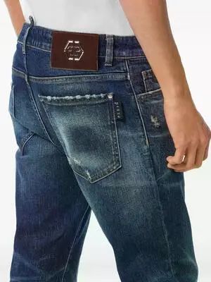 Philipp Plein 5-pocket Super Straight Cut Jeans With Distressed Details