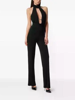 Philipp Plein Halterneck Jumpsuit With Logo Plaque