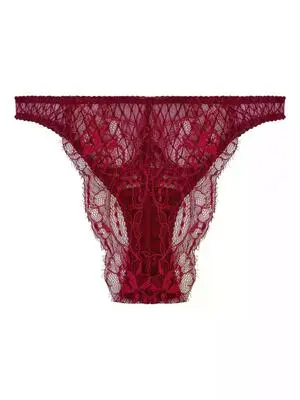 FLEUR OF ENGLAND Lace-trimmed Brazilian Briefs - Red
