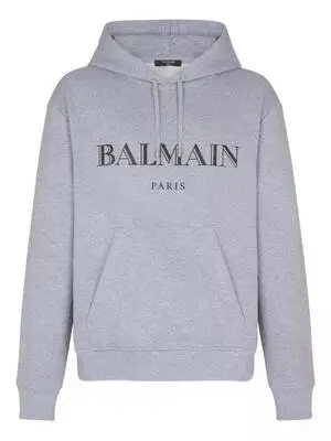 Balmain Logo-print Hoodie - Grey