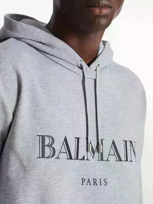 Balmain Logo-print Hoodie - Grey