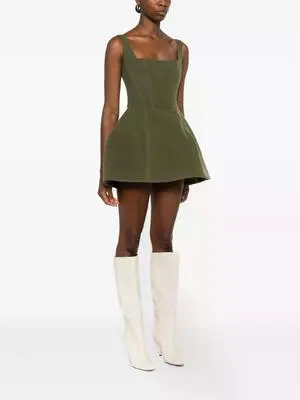 VESTIAIRE D'UN OISEAU LIBRE Square-neck Flared Mini Dress - Green