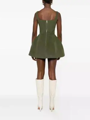 VESTIAIRE D'UN OISEAU LIBRE Square-neck Flared Mini Dress - Green