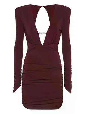 Women's Plunging Ruched Mini Dress