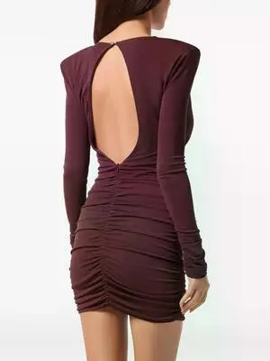 Philipp Plein Long-sleeved Ruched Mini Dress - Red