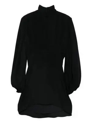VESTIAIRE D'UN OISEAU LIBRE Eve High-neck Balloon-sleeve Mini Dress - Black