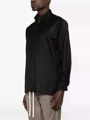 HAMZA Frayed-hem Mandarin-collar Shirt