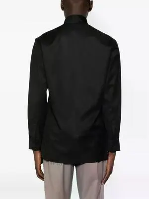 HAMZA Frayed-hem Mandarin-collar Shirt