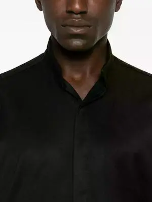 HAMZA Frayed-hem Mandarin-collar Shirt