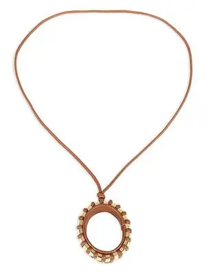 Max Mara Leather Pendant Necklace - Brown