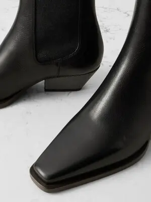 Brunello Cucinelli Bead-embellished Leather Ankle Boots - Black