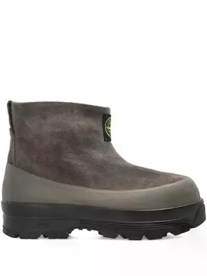Stone Island Suede Ankle Boots With Logo Patch
