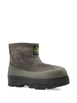 Stone Island Suede Ankle Boots With Logo Patch