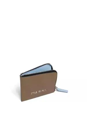 Marni Embroidered-logo Leather Wallet - Brown