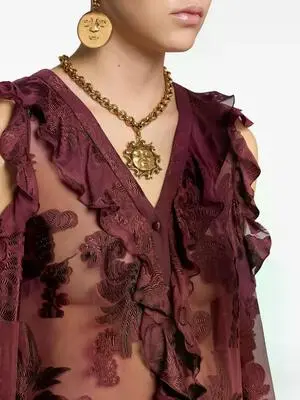 Etro Fil Coupé Chiffon Shirt With Ruffles