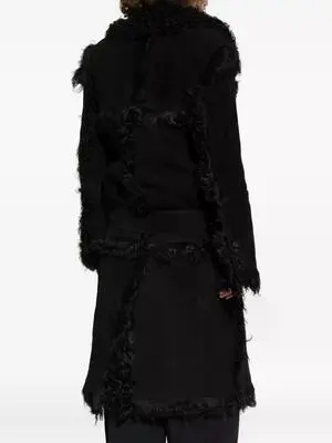Attico Shearling Trim Suede Coat