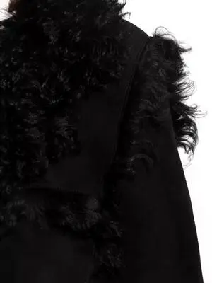 Attico Shearling Trim Suede Coat