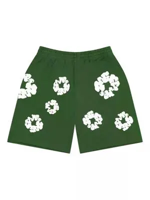 DENIM TEARS Wreath-print Track Shorts - Green
